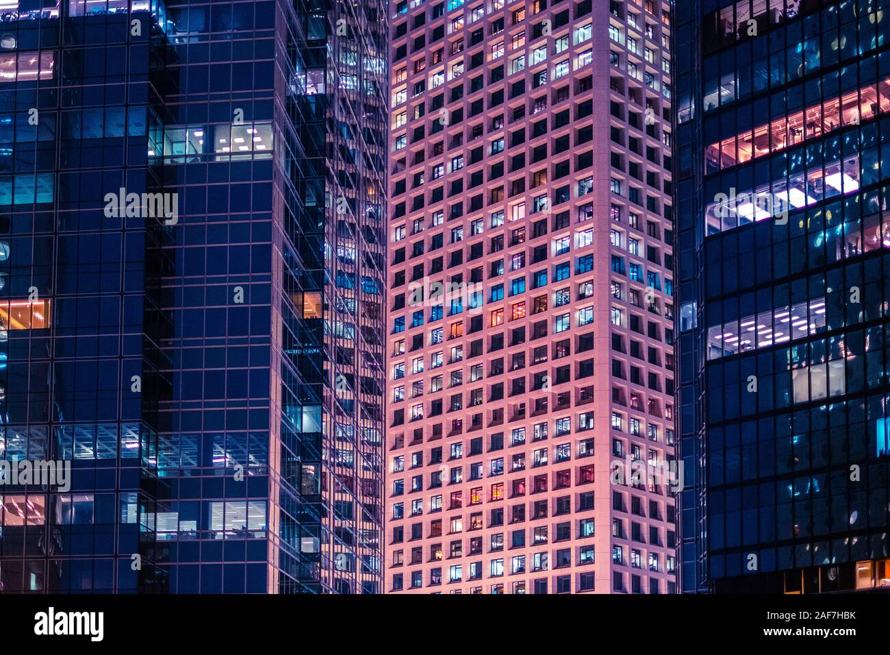 office building facade at night - business district Stock Photo - Alamy