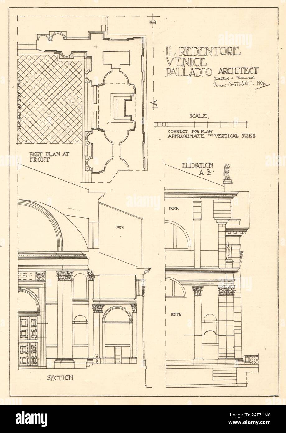 Il Redentore, Venice by Palladio. Vernon, Constable. Plan elevation ...