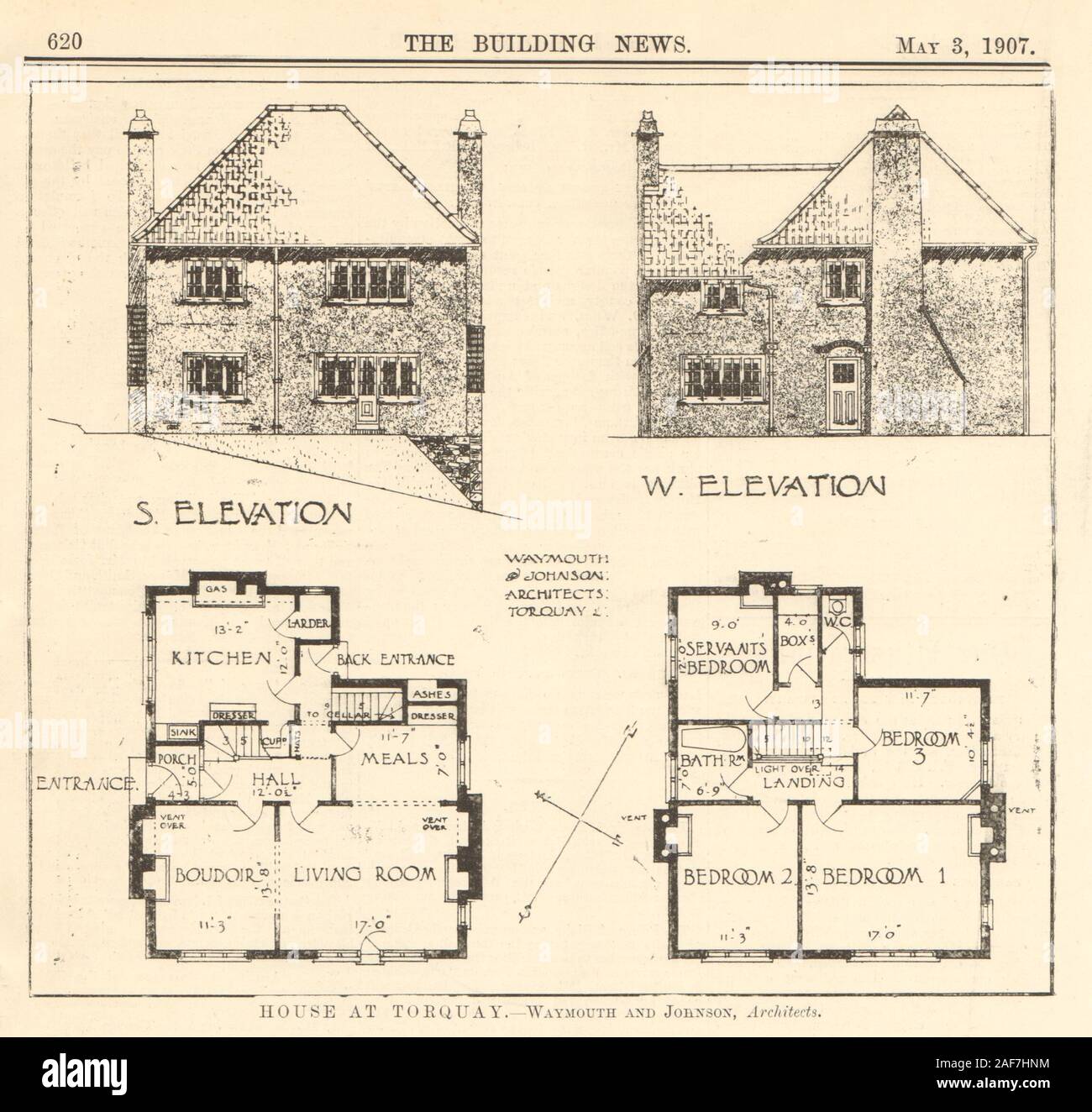 House at Torquay - Waymouth & Johnson, Architects. Elevations plans ...