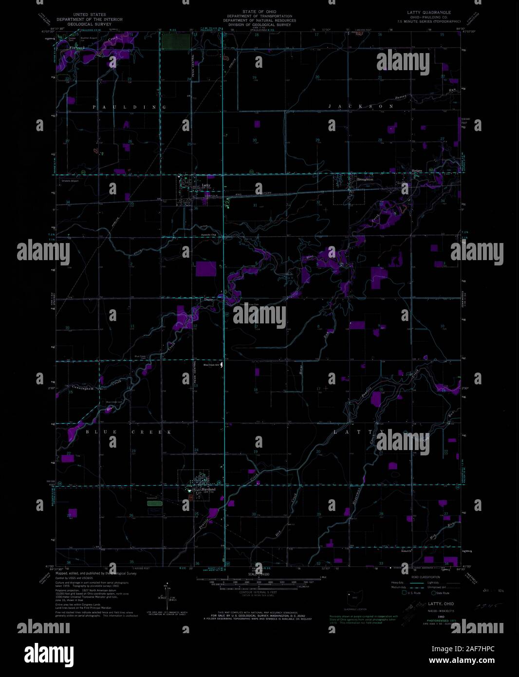 USGS TOPO Map Ohio OH Latty 225551 1960 24000 Inverted Restoration ...
