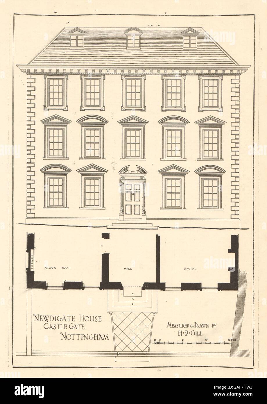 Newdigate House Castle Gate, Nottingham, measured & drawn by H.P.Gill ...