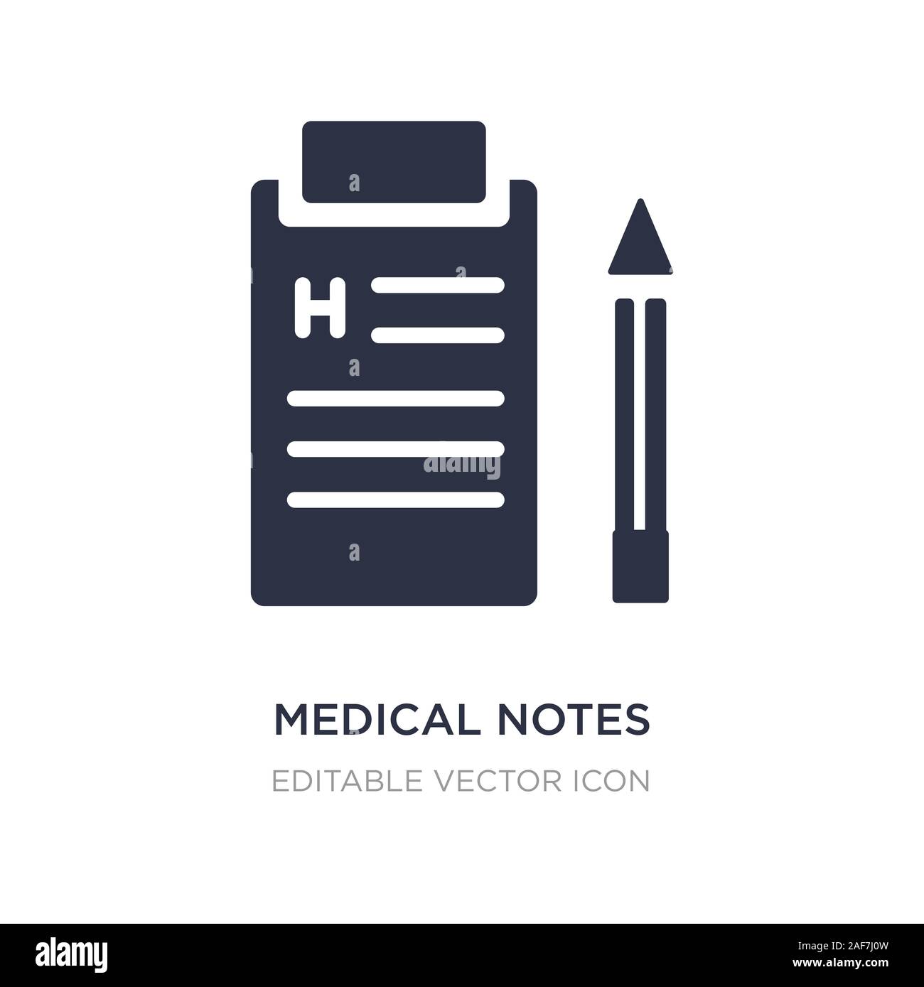 medical notes of a list paper on a clipboard icon on white background ...