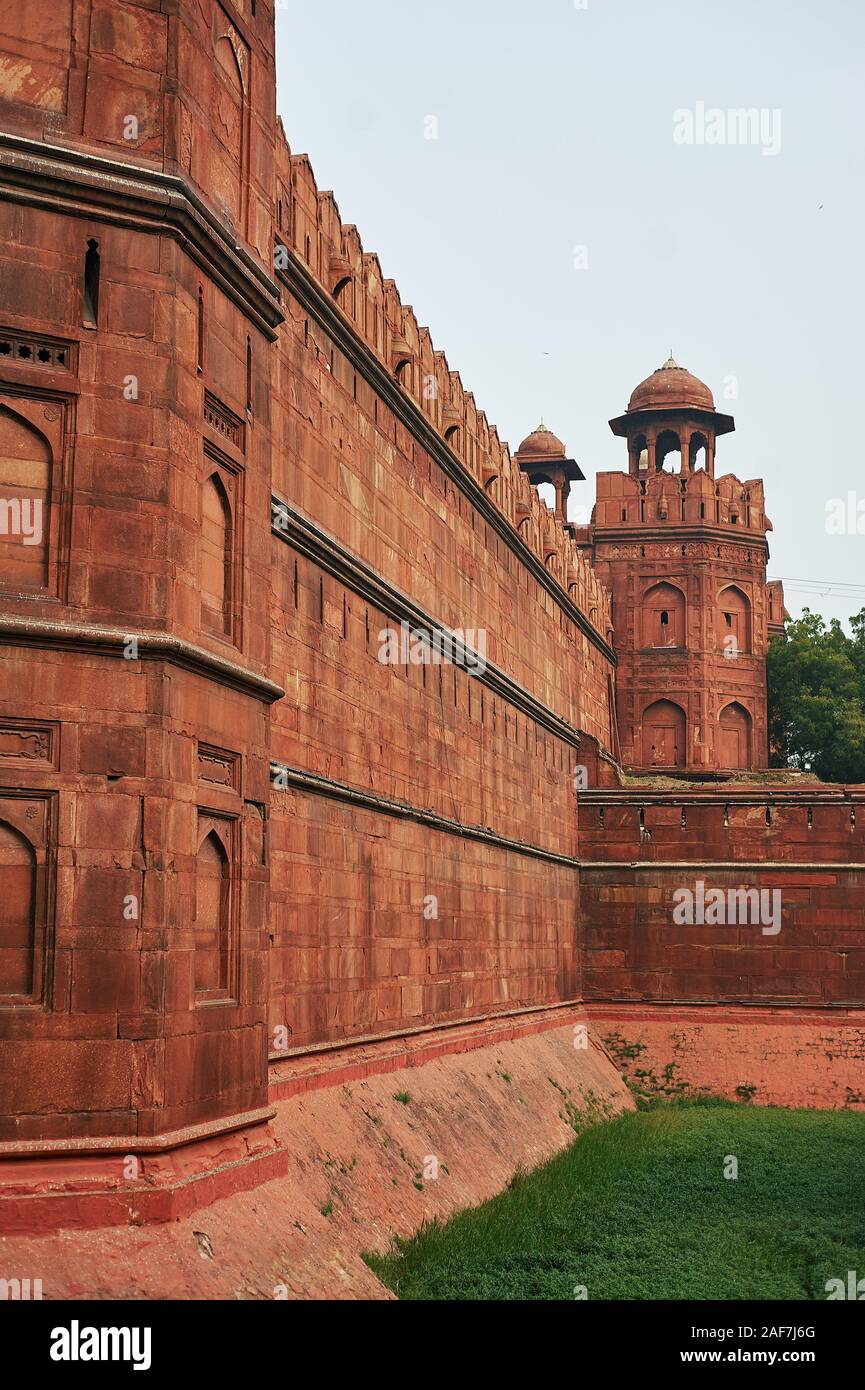 Red Fort or Lal Qila in Delhi, India. Ancient fortress wall made of red ...