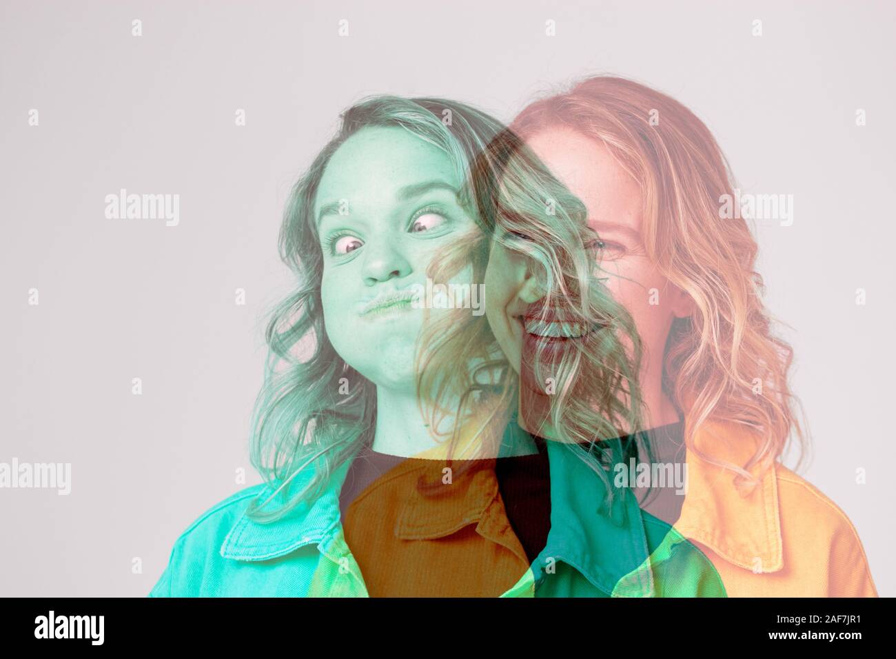 Composite Concept Image Showing Contrasting Emotions On Face Of Young ...