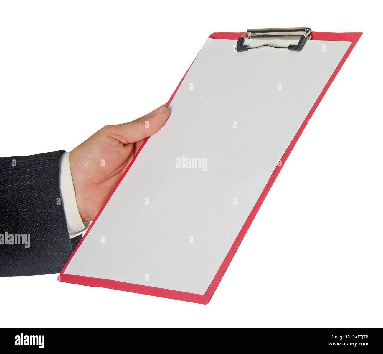 Hand holding clipboard Stock Photo - Alamy