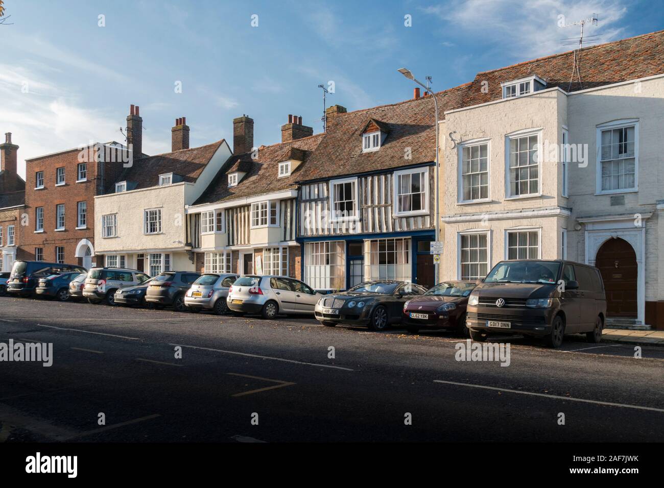 Ancient buildings in the medieval market town of Faversham, Kent, UK ...