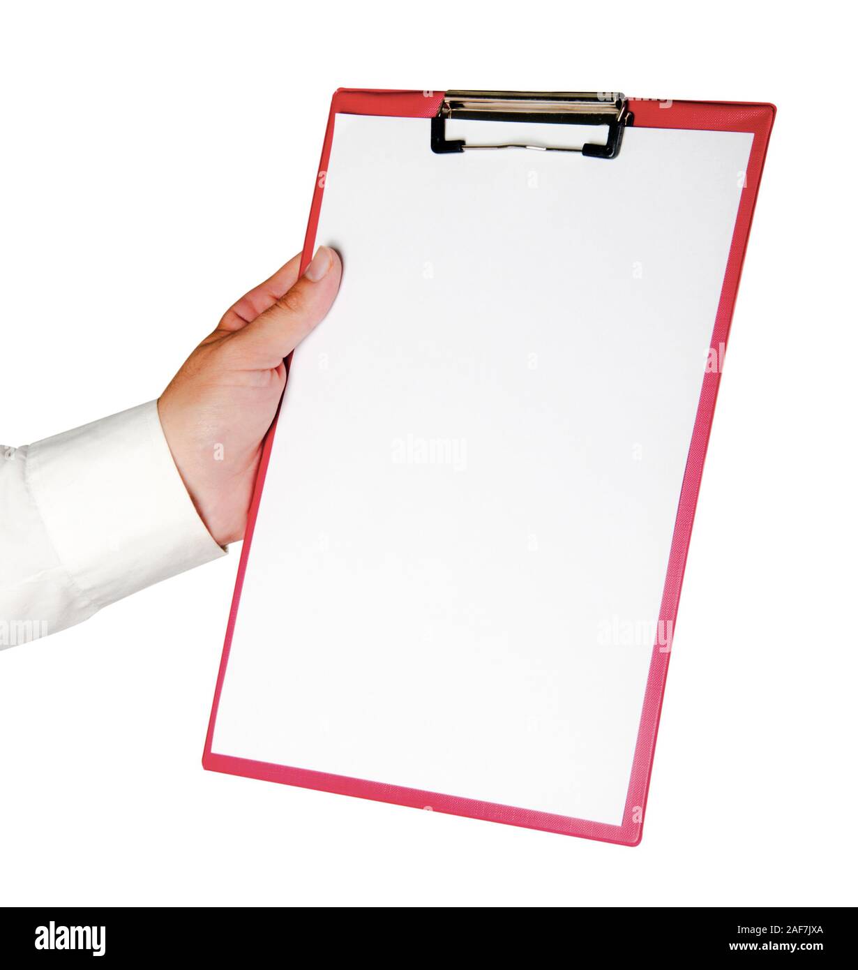 Hand holding clipboard Stock Photo - Alamy