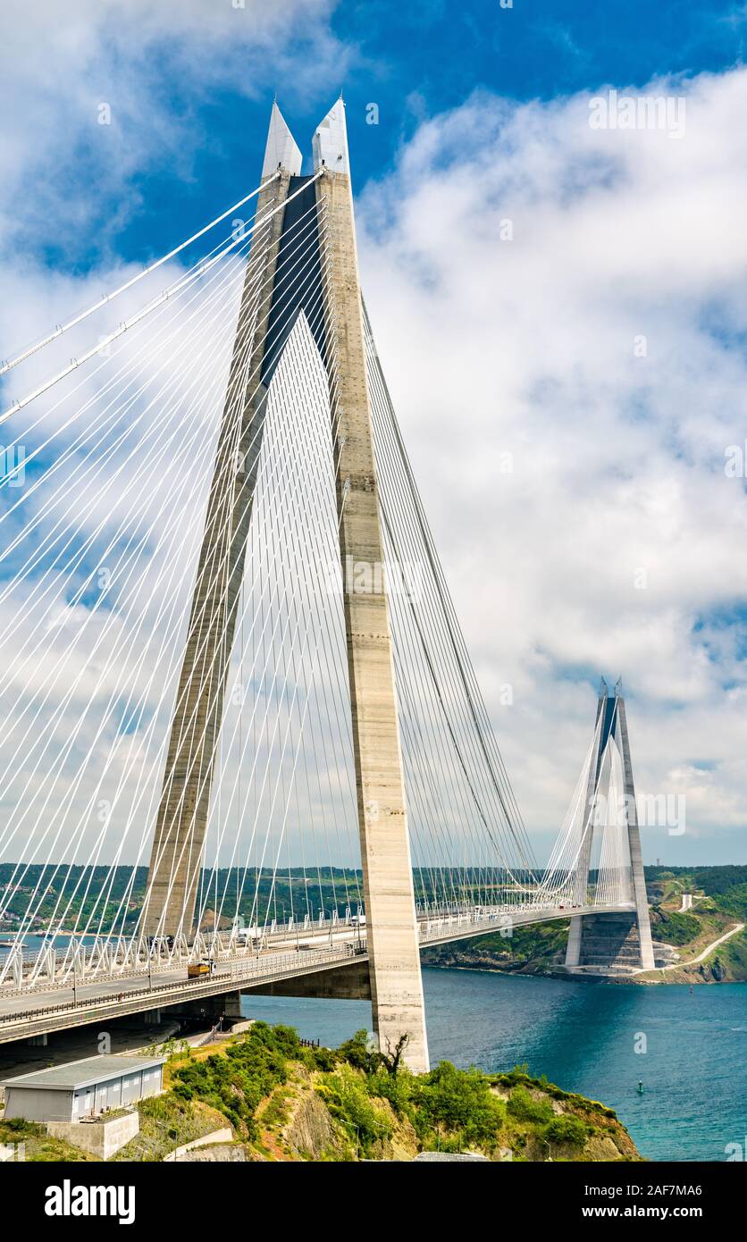 Yavuz Sultan Selim Bridge over the Bosphorus strait in Turkey Stock ...