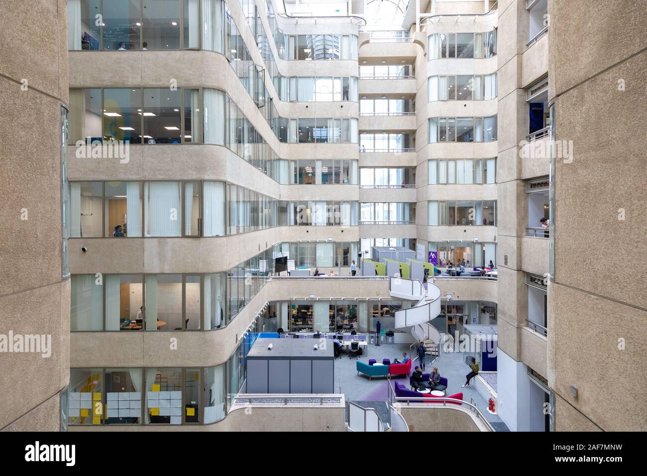 Interior of the headquarters of British Telecommunications (BT) in ...