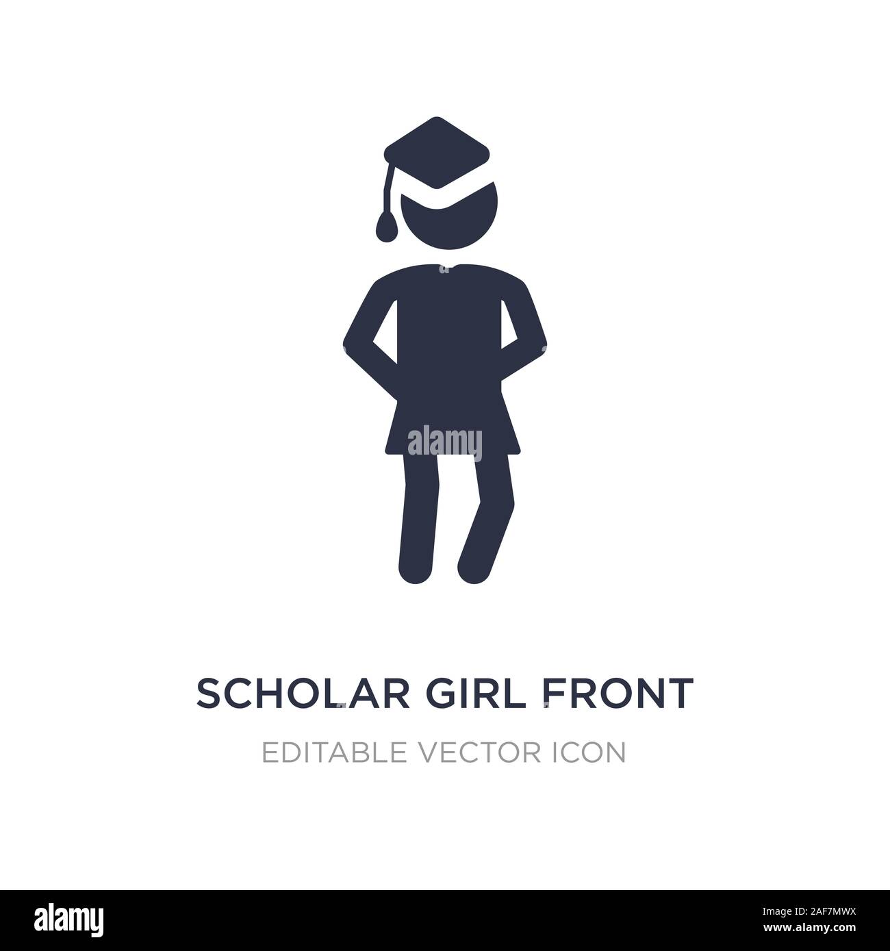 scholar girl front icon on white background. Simple element ...