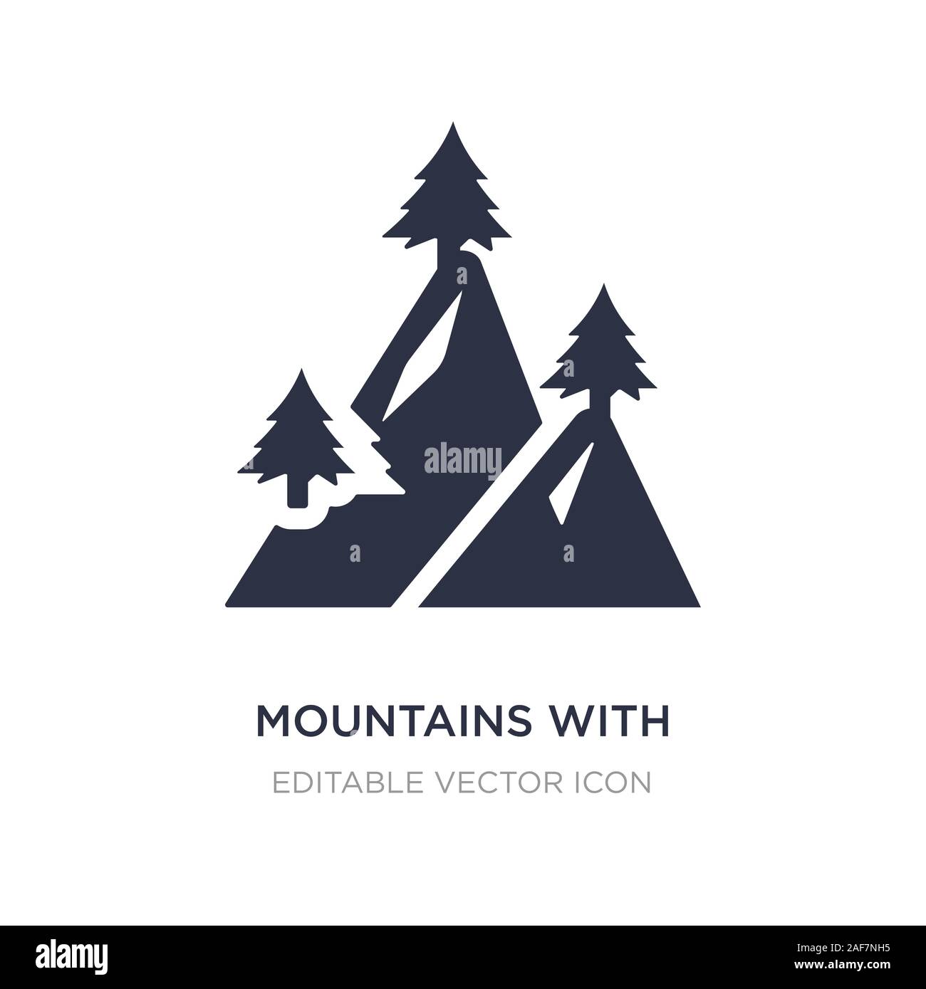 mountains with trees icon on white background. Simple element ...