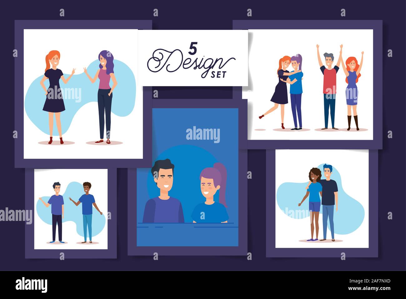 five designs of young people avatar characters Stock Vector Image & Art ...