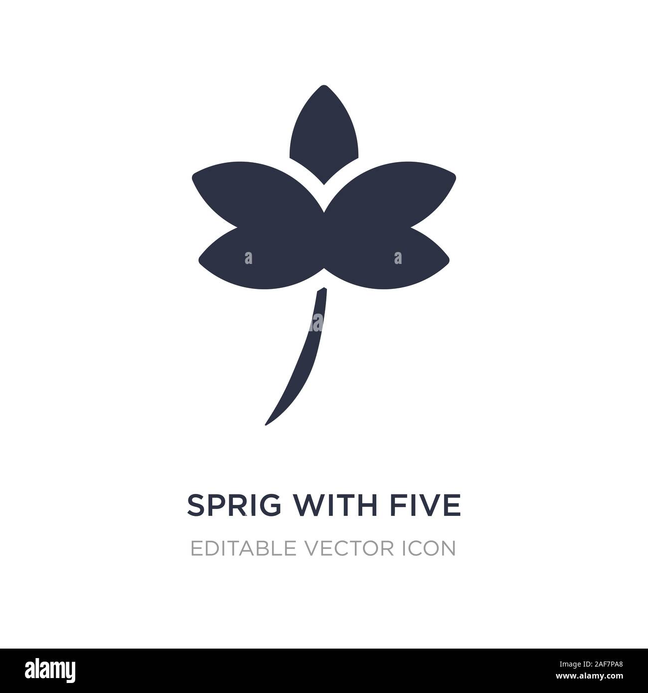 sprig with five leaves icon on white background. Simple element ...