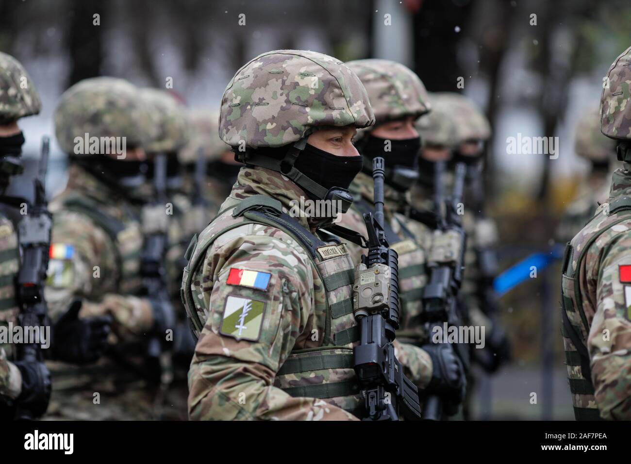 Bucharest, Romania - December 01, 2019: Romanian army soldiers at the ...