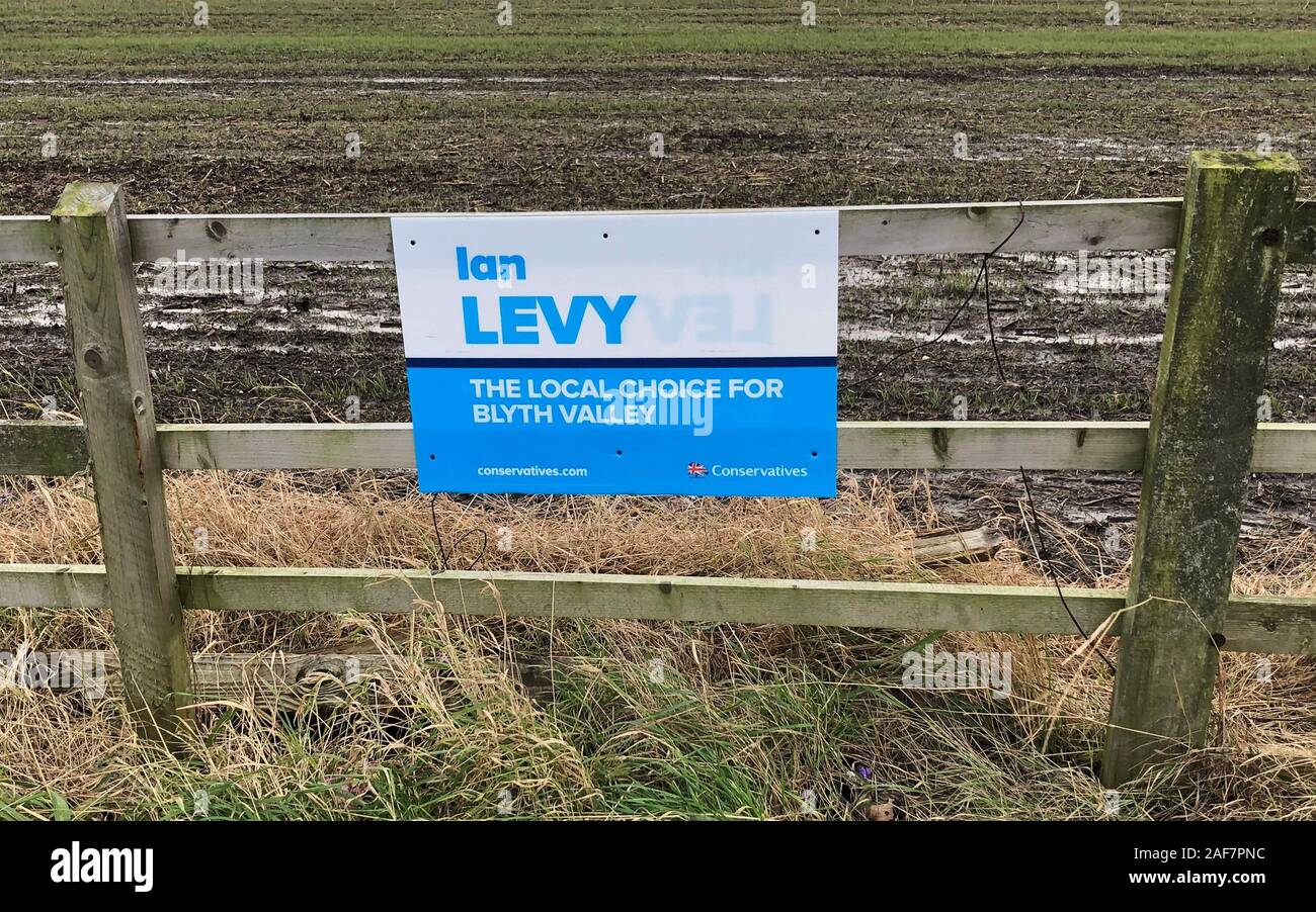 Election poster for the winner Ian Levy in Blyth, Northumberland where ...
