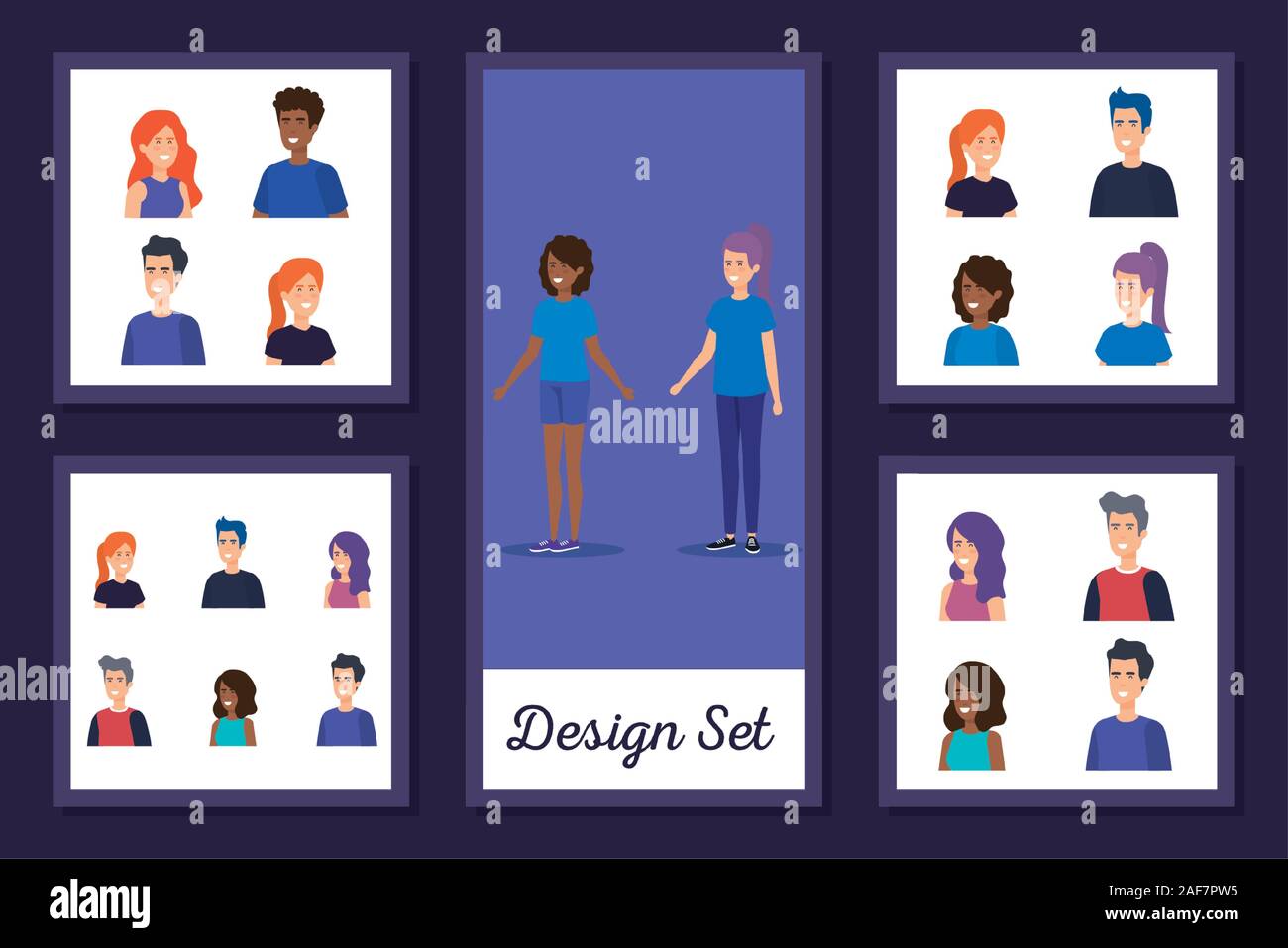 design set of young people avatar character Stock Vector Image & Art ...