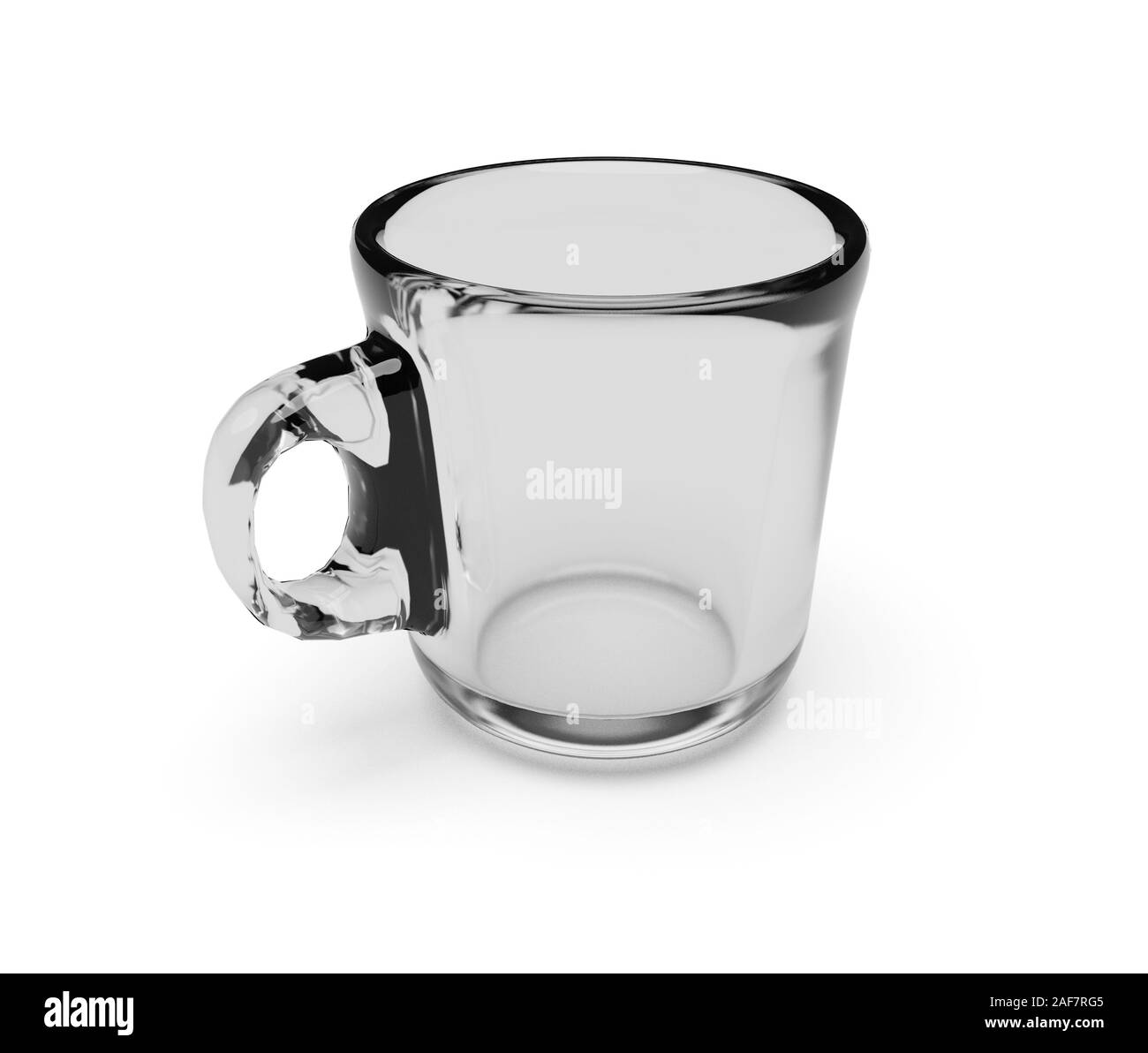 Transparent cup isolated on a white background with shadow. 3d ...