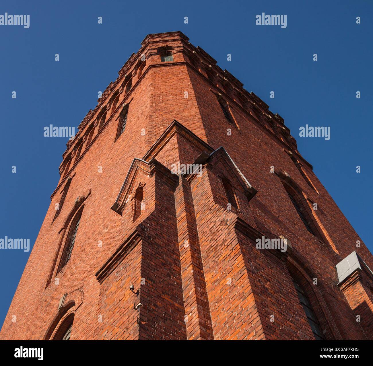 Brick old water tower in small town, Liepaja, Latvia Stock Photo - Alamy
