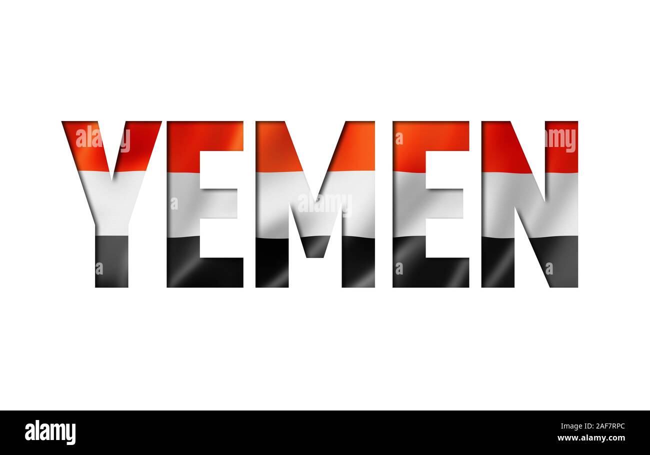yemen flag text font. yemennation symbol background Stock Photo - Alamy