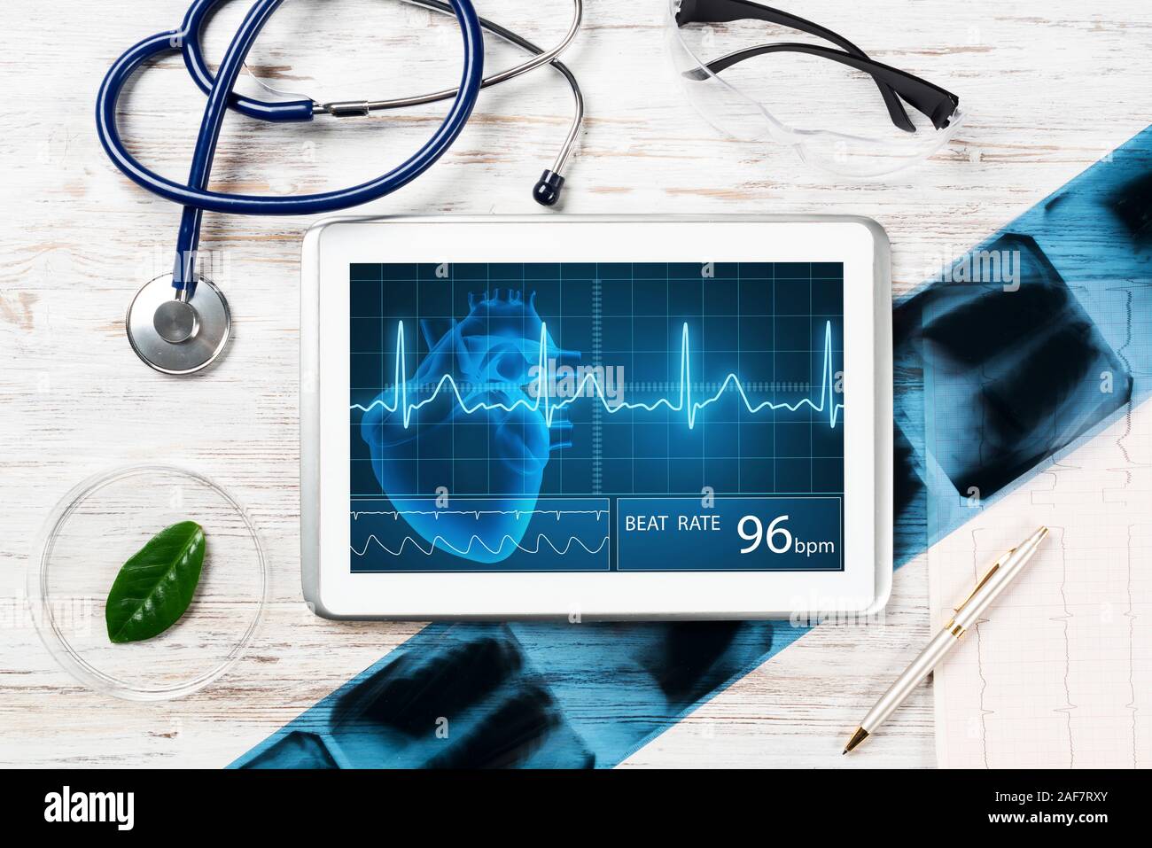 Medical diagnostics in modern hospital. Tablet computer with medical ...