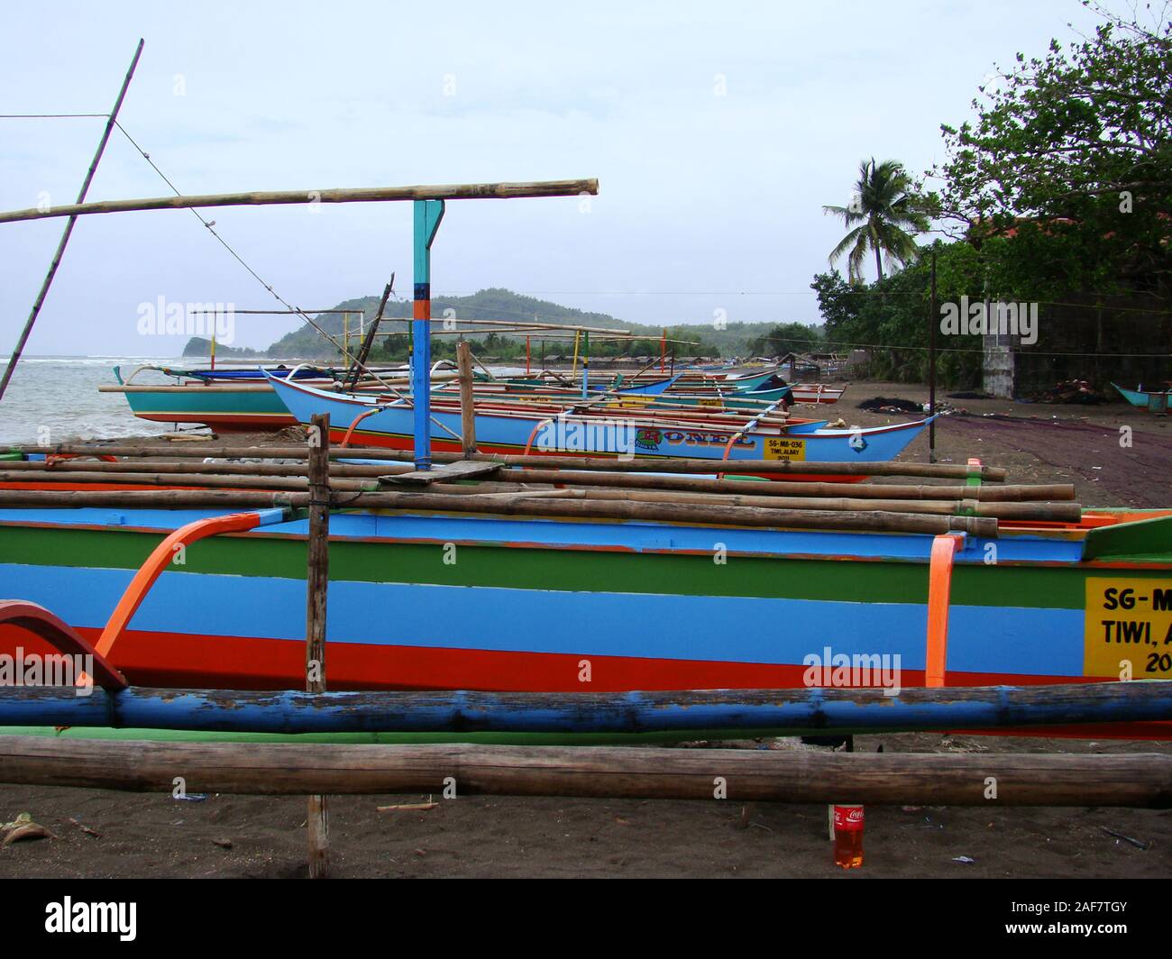 Bangkas (or bankas), traditional outrigger wooden boats used by the ...