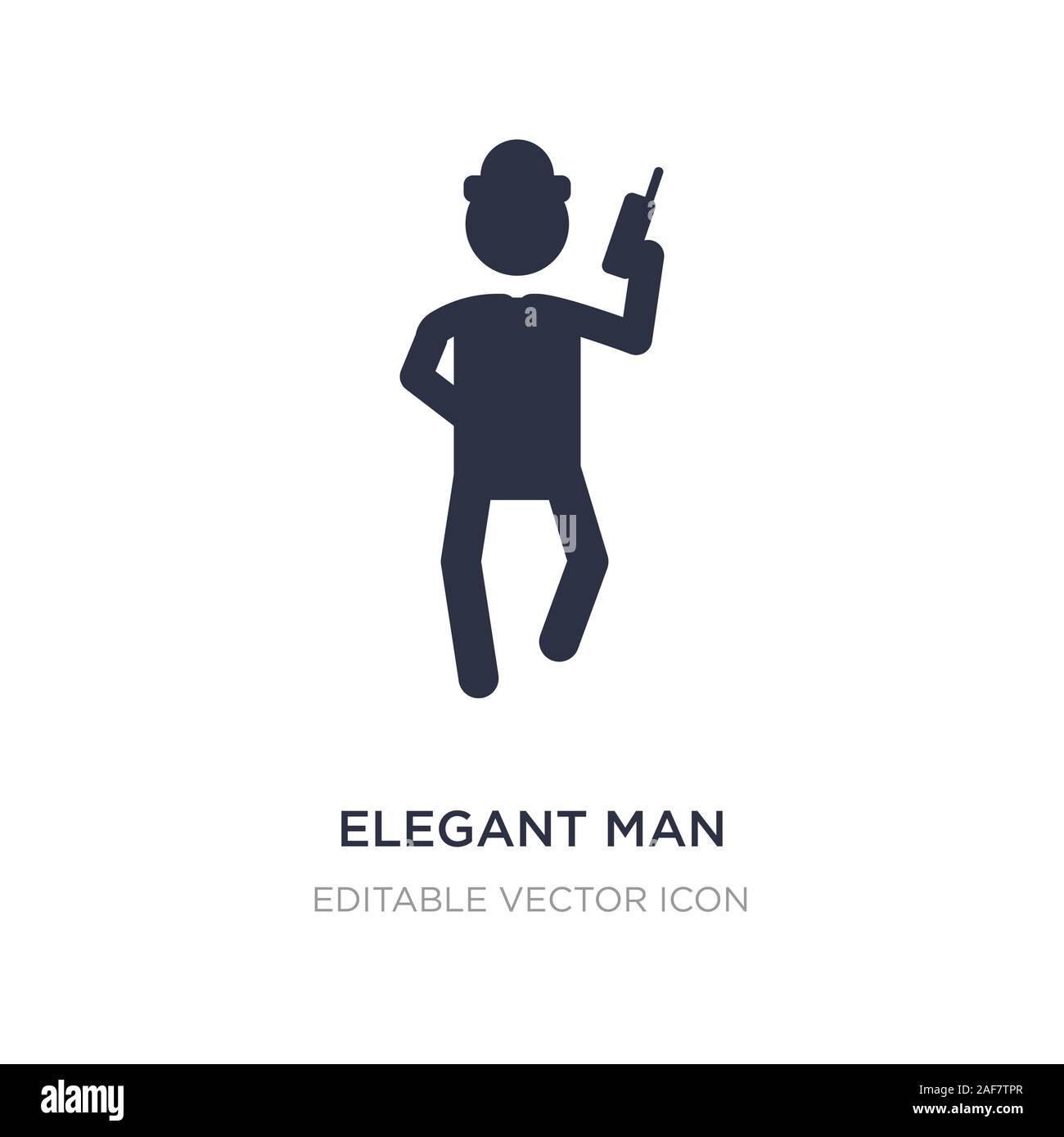 elegant man talking through phone icon on white background. Simple ...