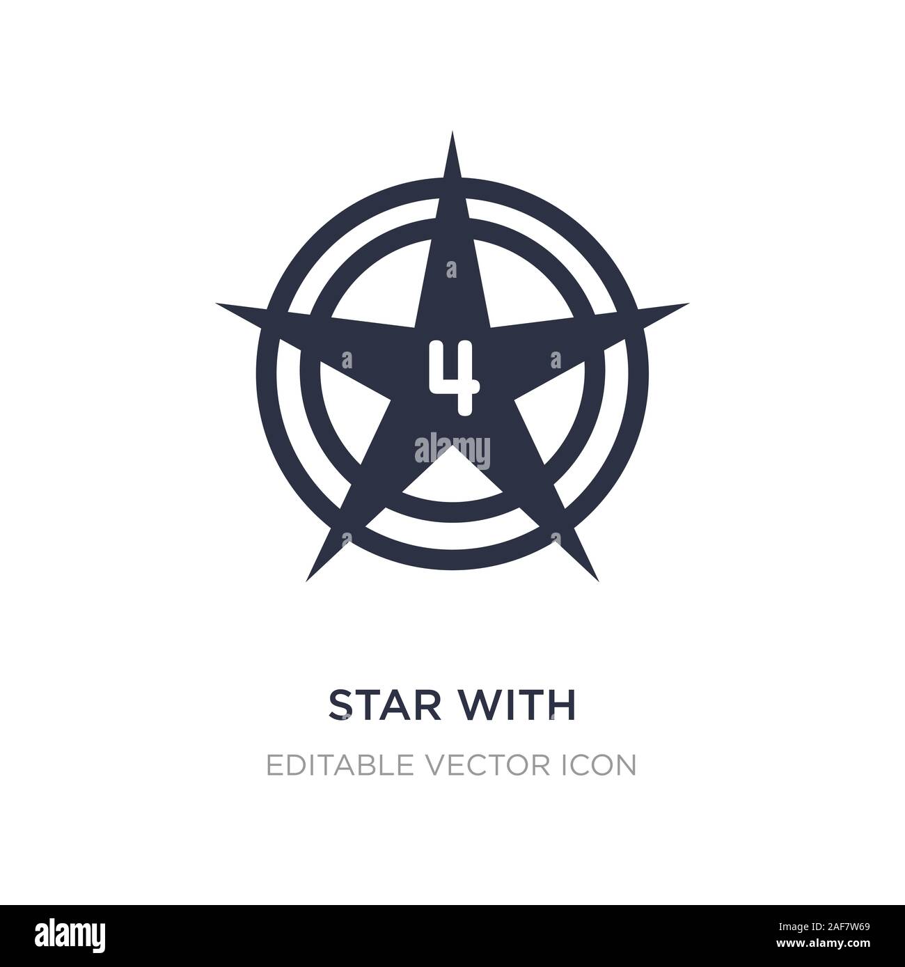 star with number four icon on white background. Simple element ...