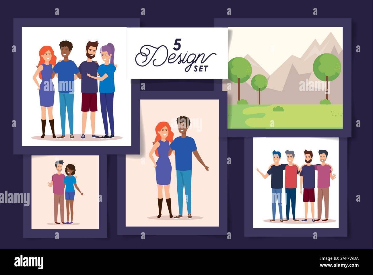 five designs of young people avatar characters Stock Vector Image & Art ...