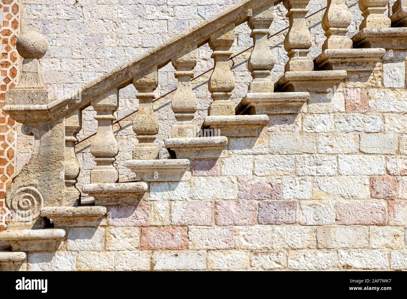 Italy. Architectural detail of the beautiful medieval stairs Stock ...
