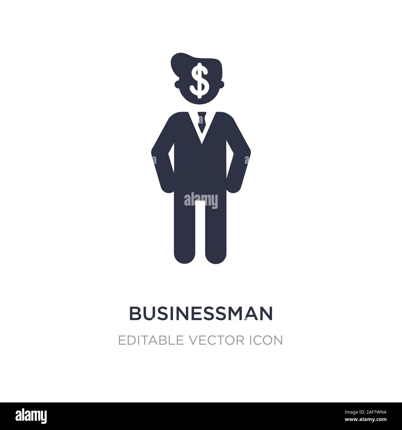 businessman with financial message about dollar icon on white ...