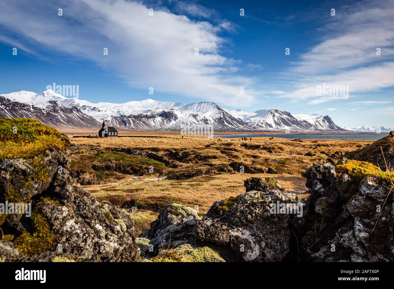The black church of Budir on the Snaefellsnes peninsula, Iceland Stock ...