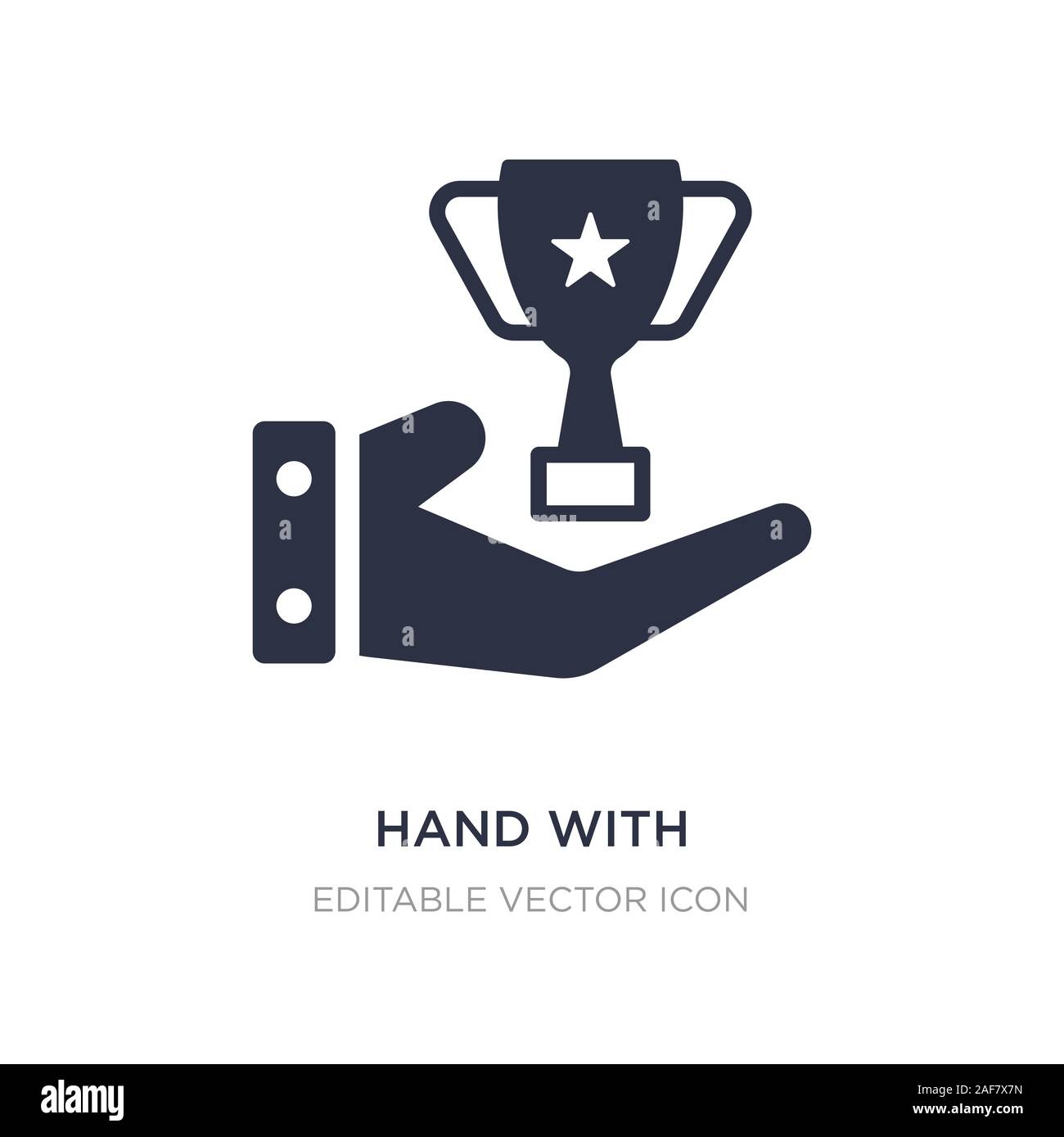 hand with champions cup icon on white background. Simple element ...