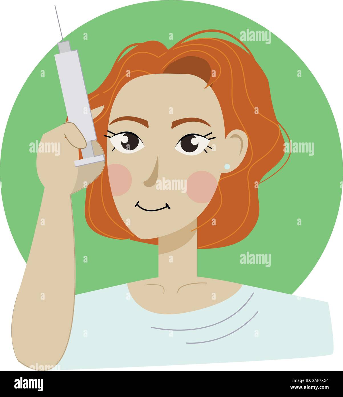 Nurse holding injection syringe. Vector medical illustration Stock ...