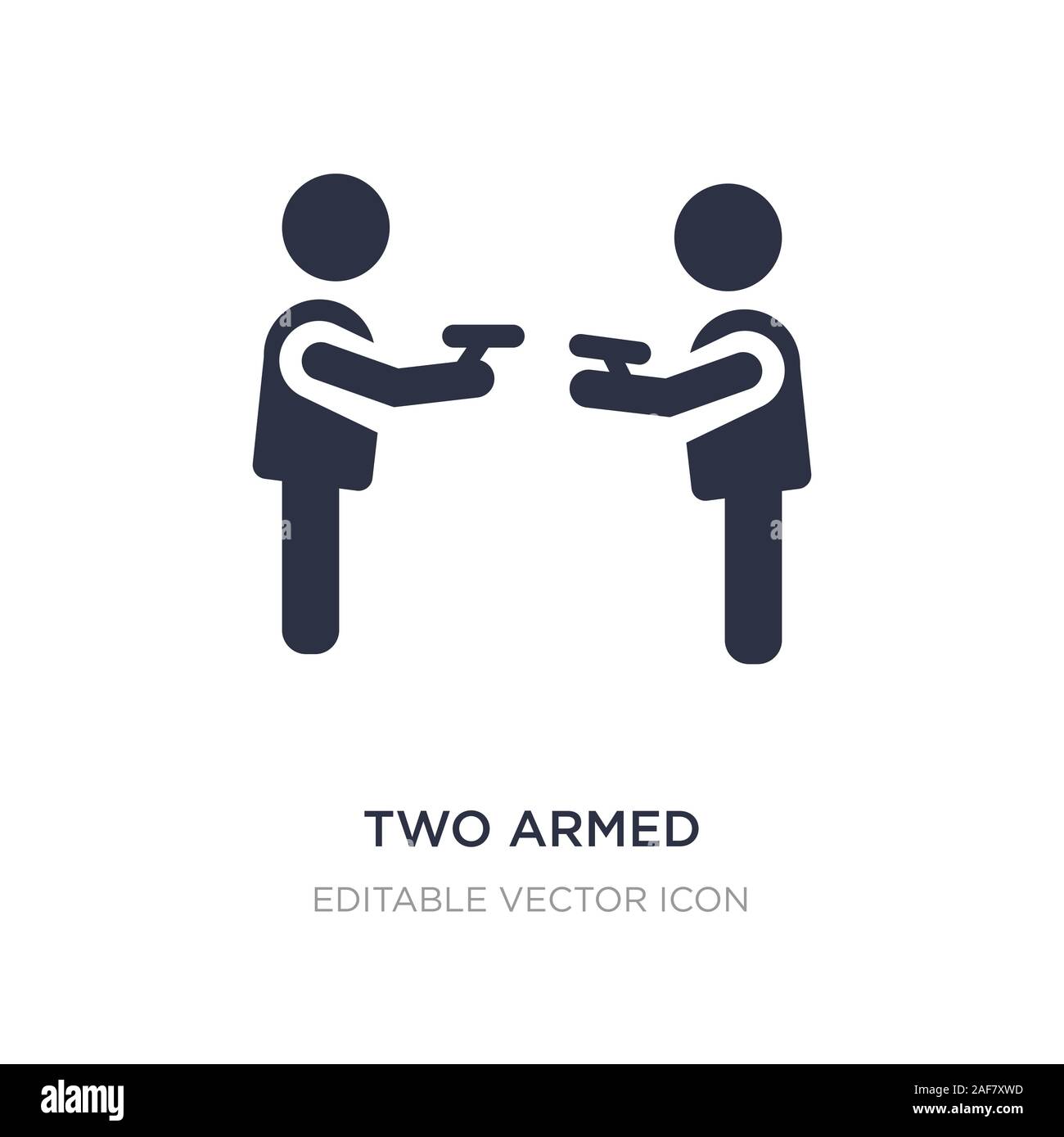 two armed gangsters pointing each other with their arms icon on white ...