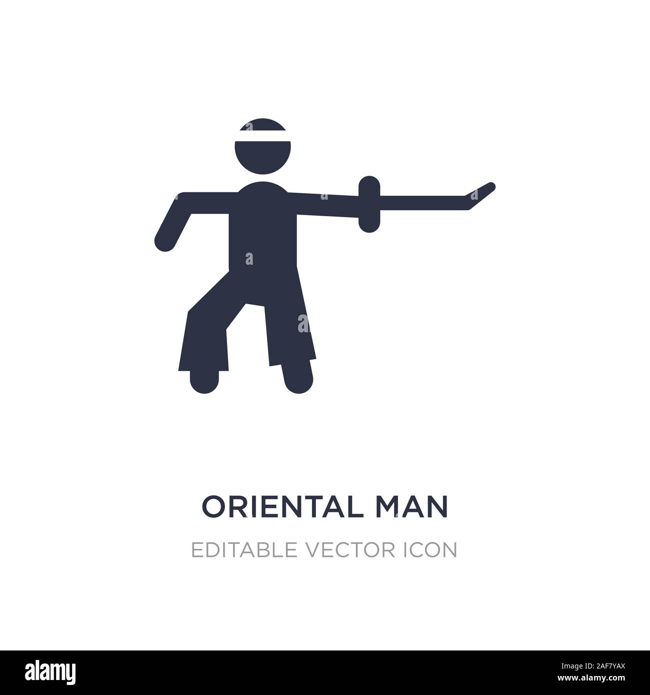 oriental man with a sword icon on white background. Simple element ...