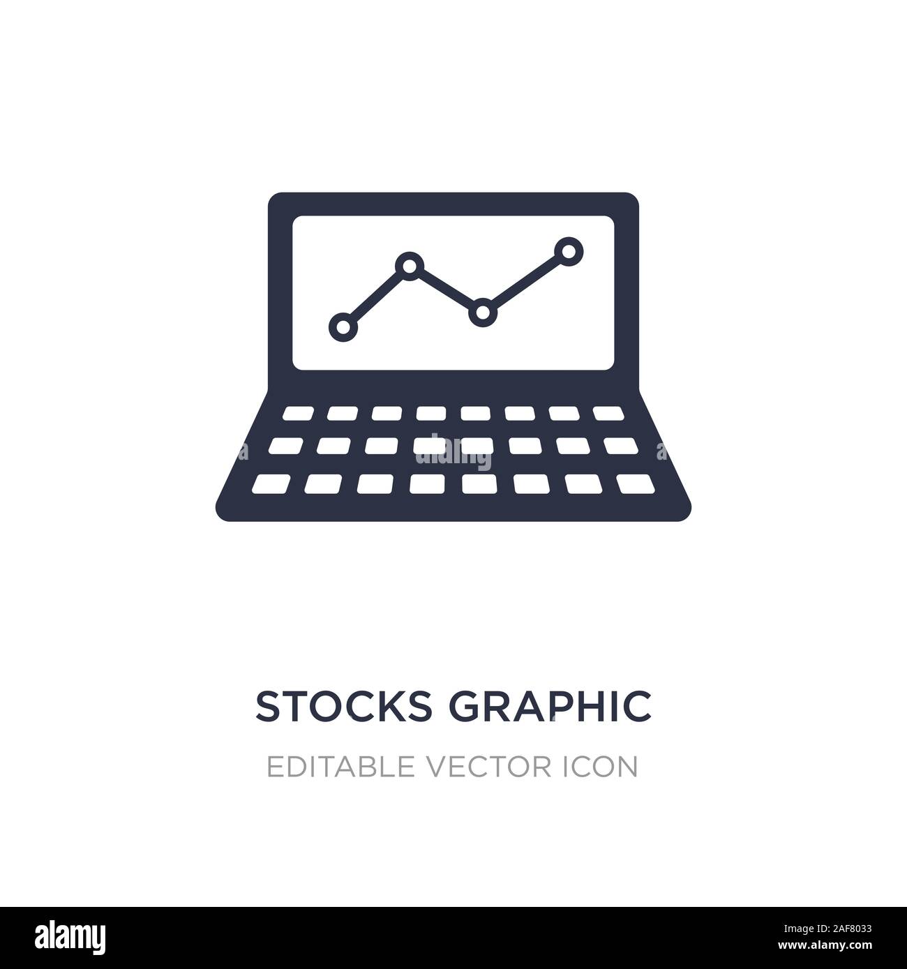 stocks graphic on laptop monitor icon on white background. Simple ...