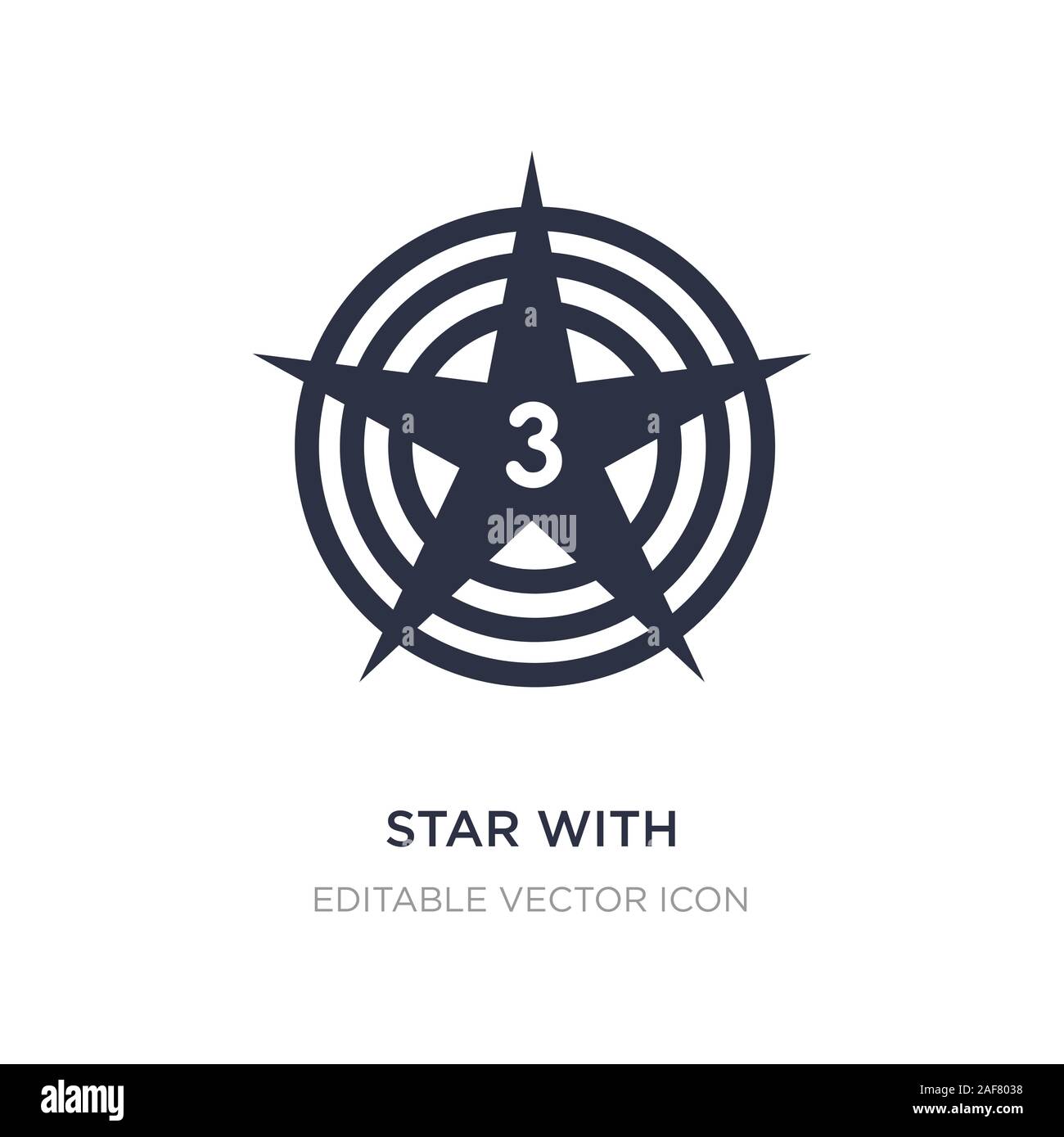 star with number three icon on white background. Simple element ...