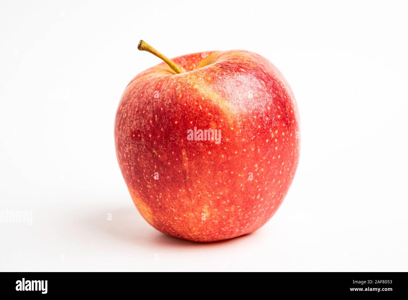 One fresh red apple isolated on a plain white background Stock Photo ...