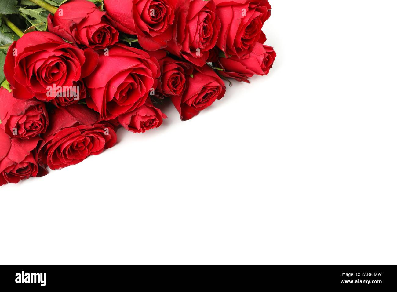Composition with bouquet of red roses isolated on white background ...