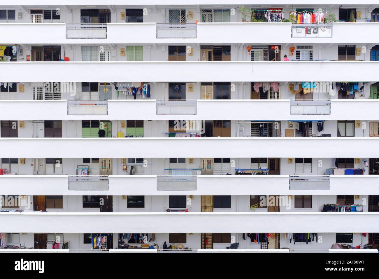 Singapore-04 JAN 2017: Singapore HDB residential building window and ...