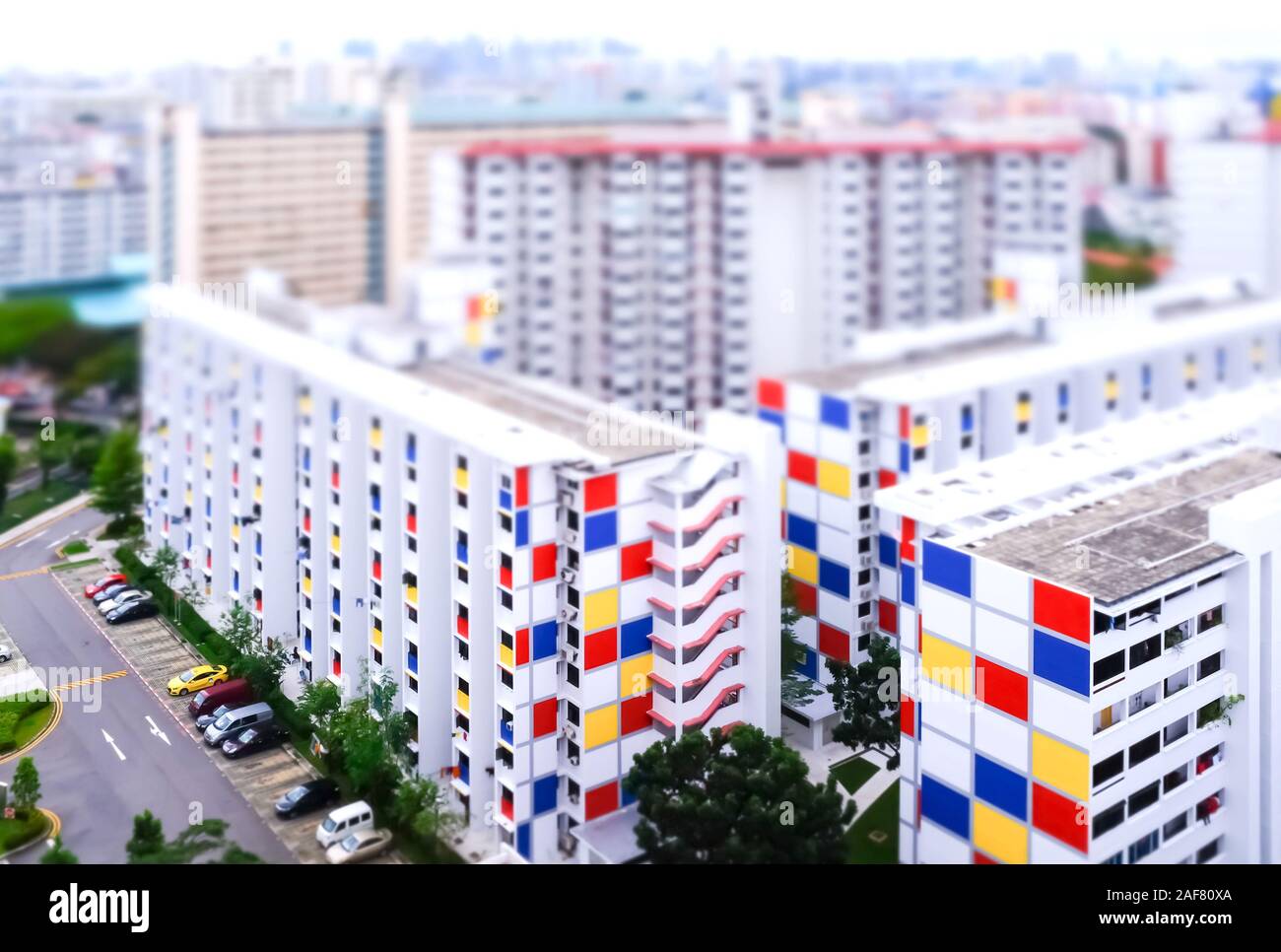 Singapore-04 JAN 2017:Singapore HDB residential area Aerial day View ...