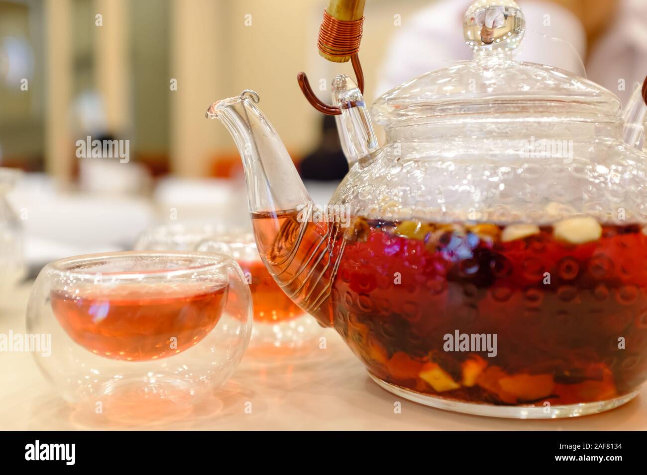glass chinese tea cup kit on the table Stock Photo - Alamy