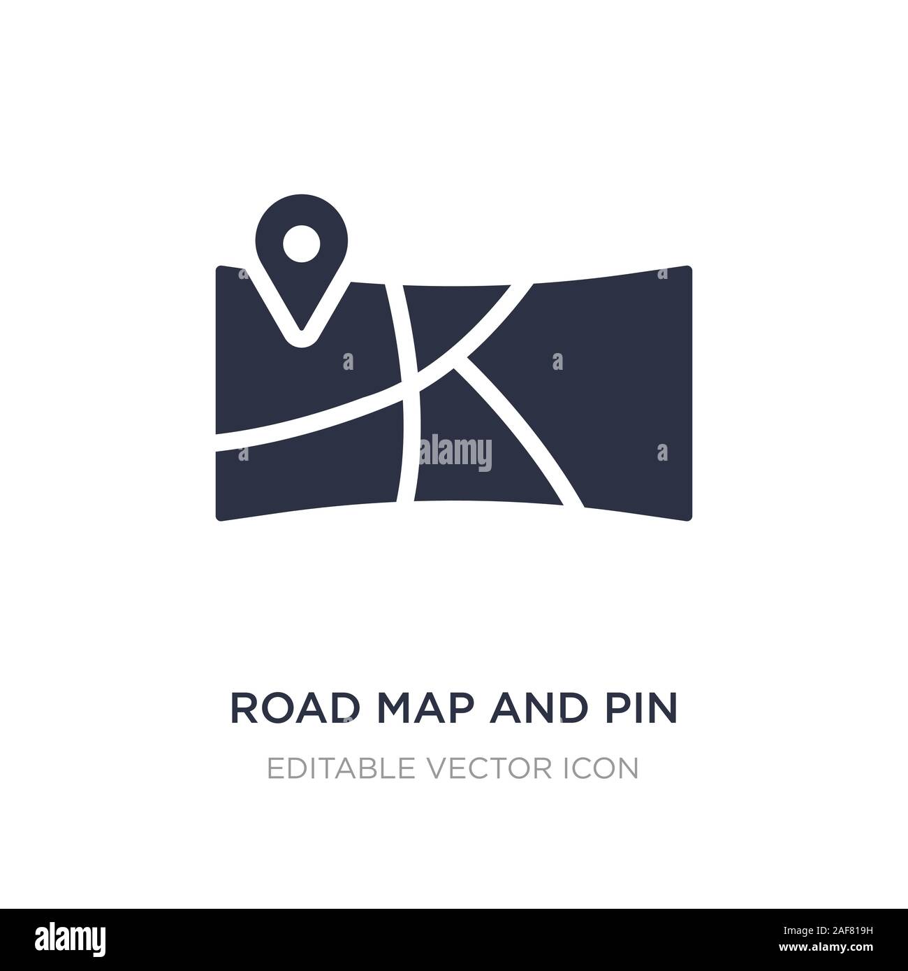 road map and pin icon on white background. Simple element illustration ...