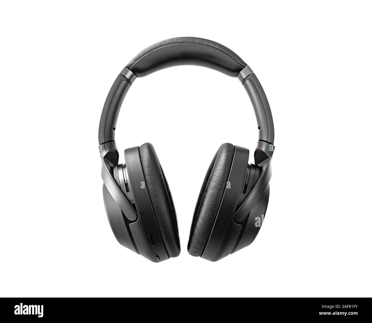 Black wireless headphones isolated on white Stock Photo - Alamy