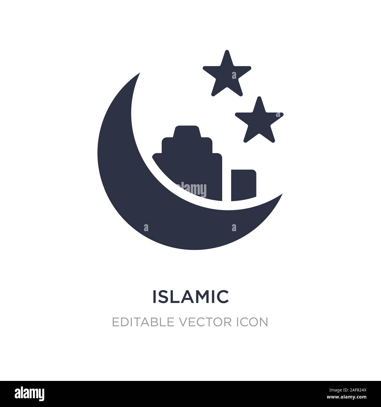 islamic crescent with small star icon on white background. Simple ...