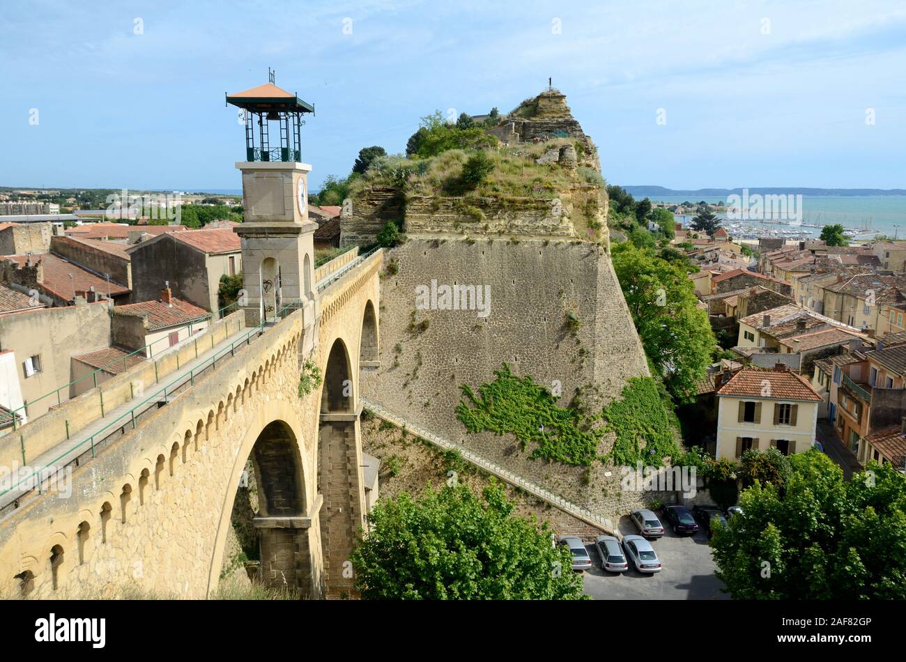 View over Historic Aqueduct, the Pont de l'Horloge, & Village of Saint ...