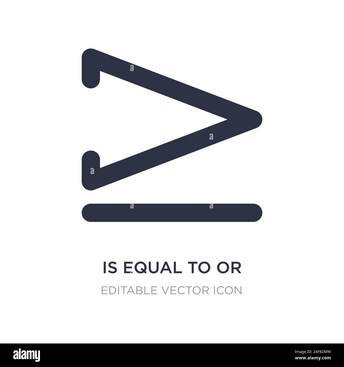 is equal to or greater than icon on white background. Simple element ...