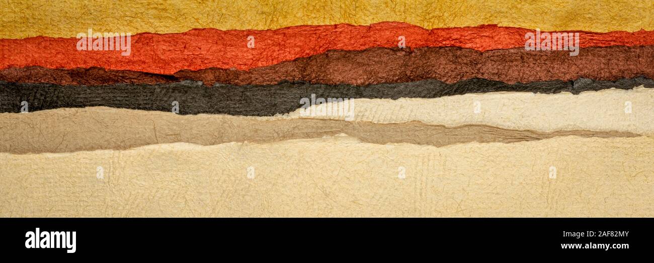 abstract desert or badlands landscape created with sheets of textured ...