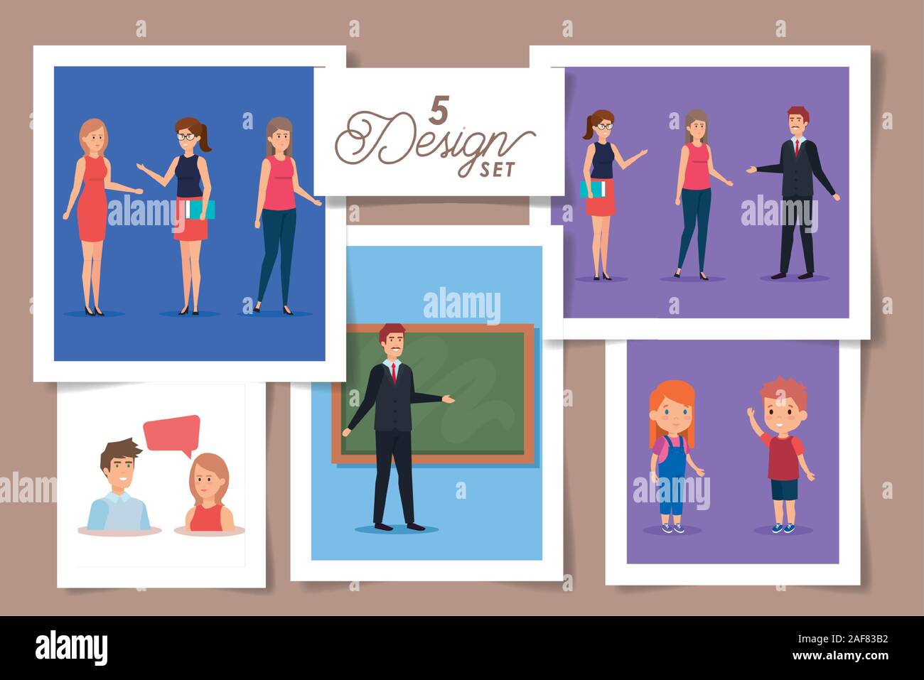 five designs of teachers and students Stock Vector Image & Art - Alamy