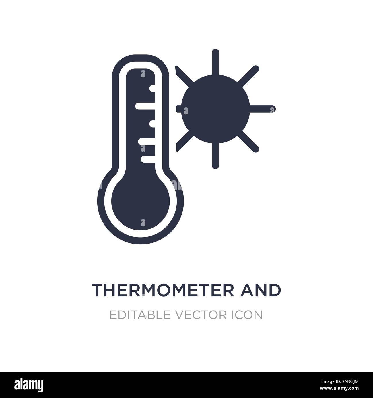 thermometer and sun icon on white background. Simple element ...
